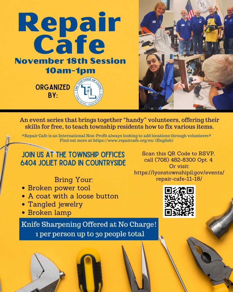 Repair Cafe 11/18 – Township of Lyons