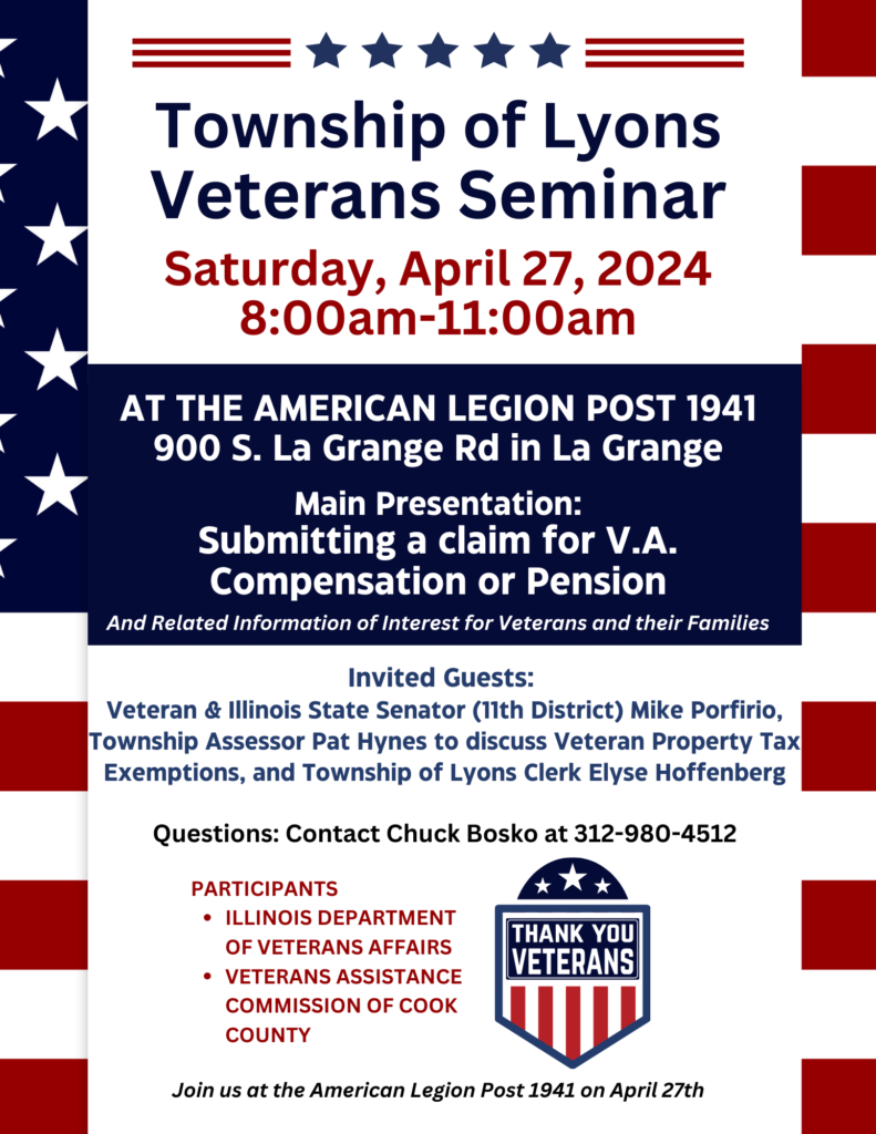 Veteran’s Seminar April 27 2024 – Township of Lyons